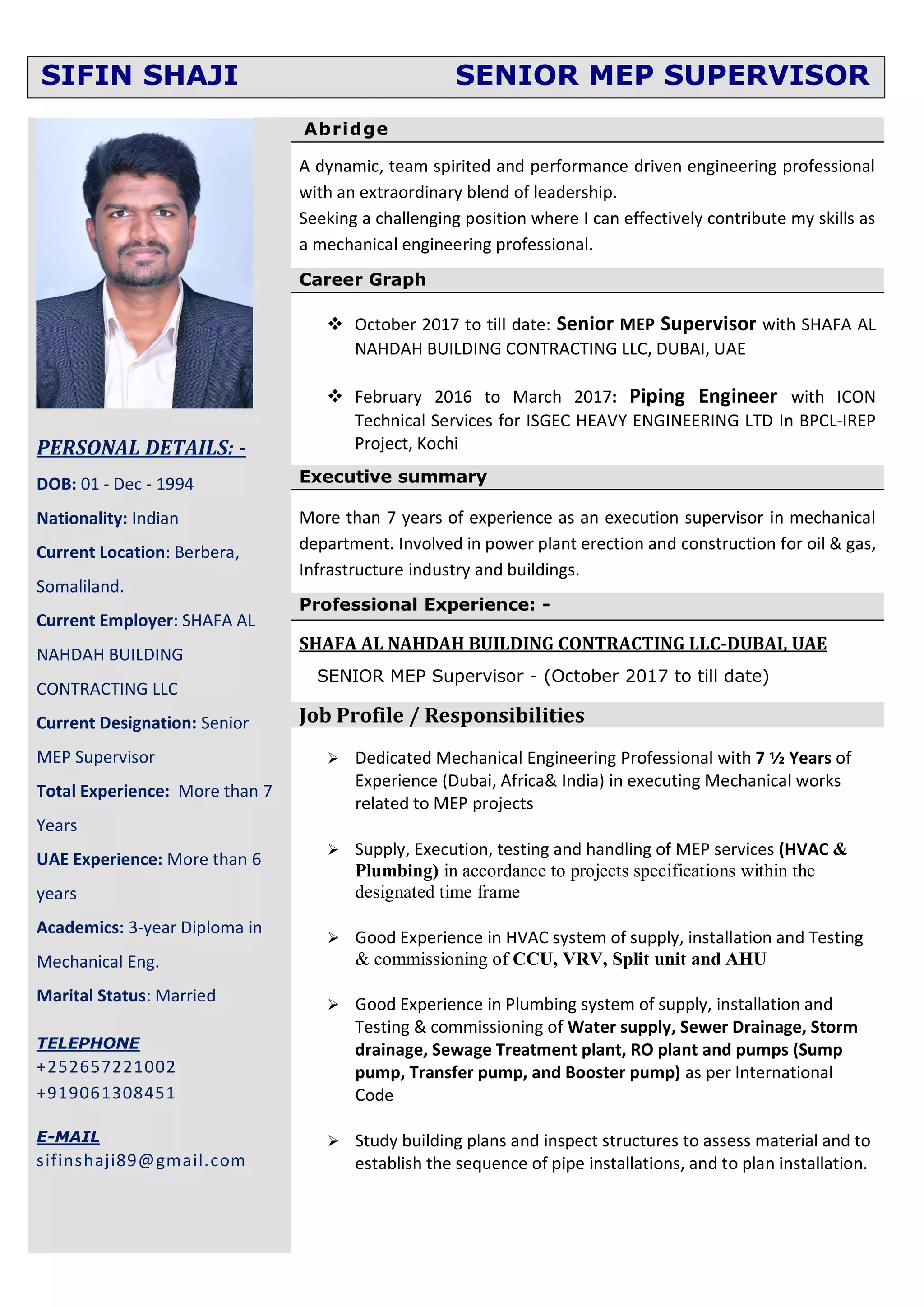 SENIOR MEP SUPERVISOR | PDF