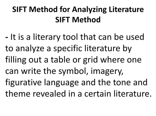 SIFT METHOD.pptx | Poetry | Books and Literature