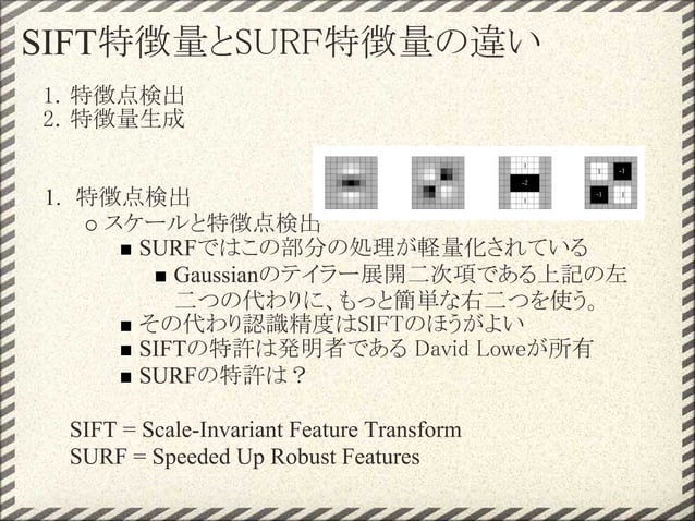 画像認識の初歩、SIFT,SURF特徴量 | PDF