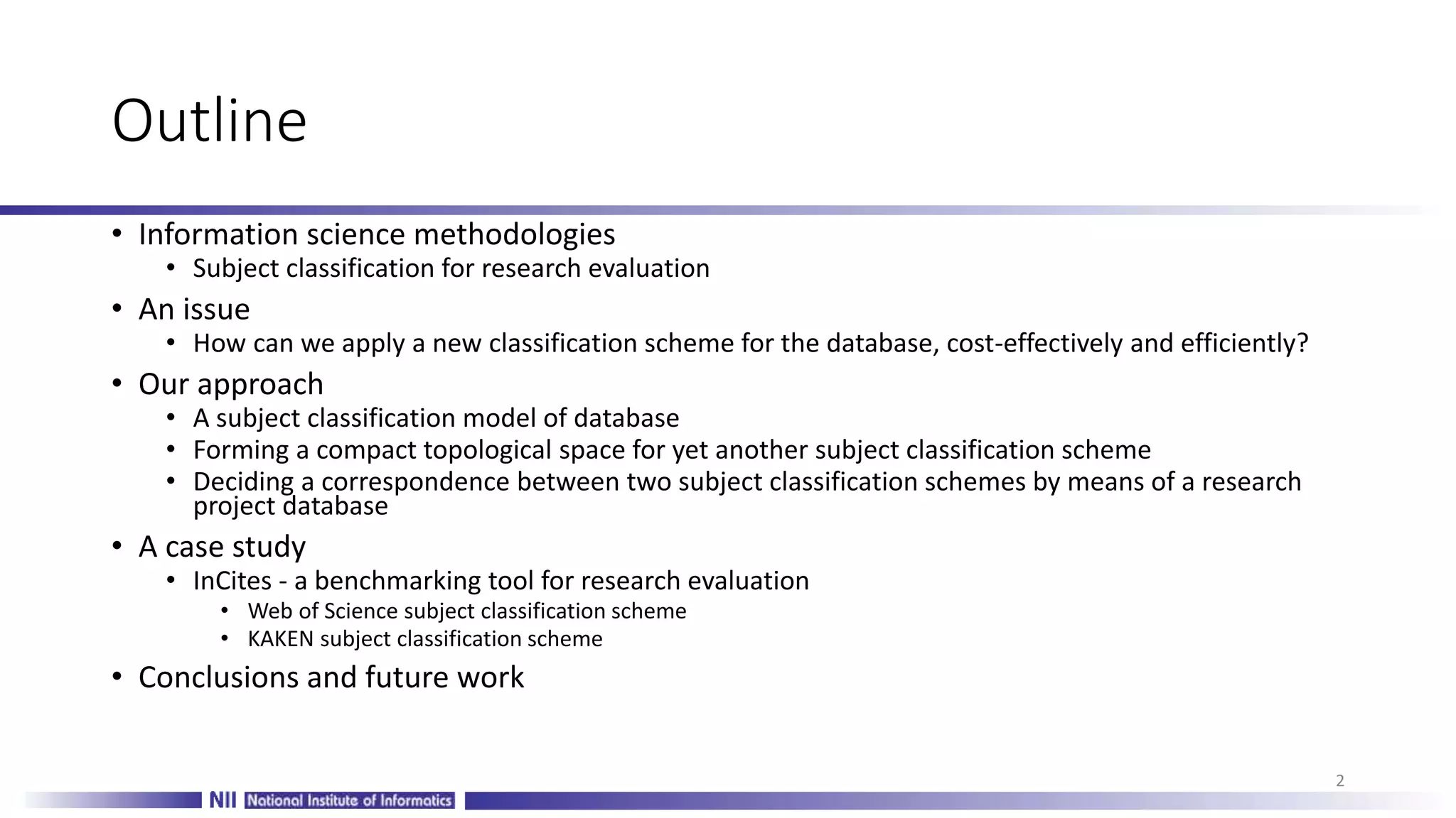 Applying a new subject classification scheme for a database by a data ...