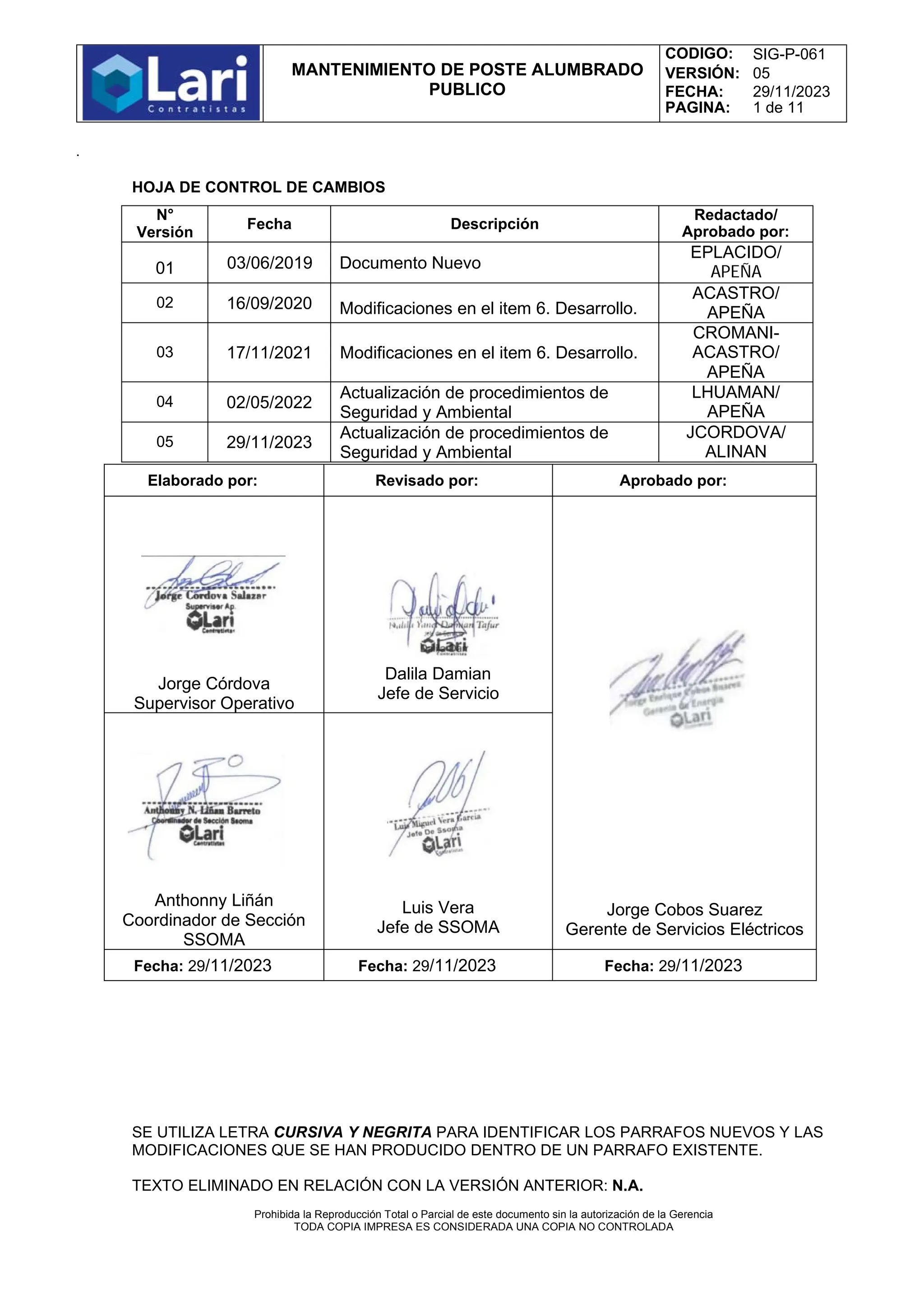 SIG-P-061 V5 MANTENIMIENTO DE POSTE ALUMBRADO PUBLICO.pdf