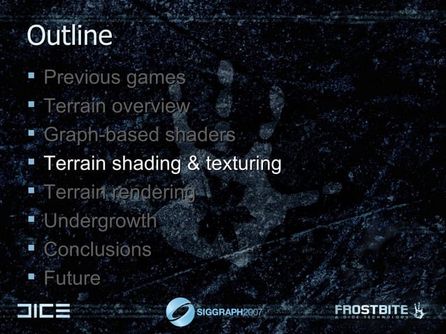 Terrain Rendering In Frostbite Using Procedural Shader Splatting Siggraph 2007 Ppt