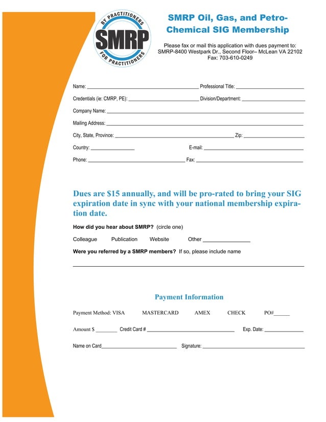 SMRP Oil and Gas Special Interest Group Application | PDF