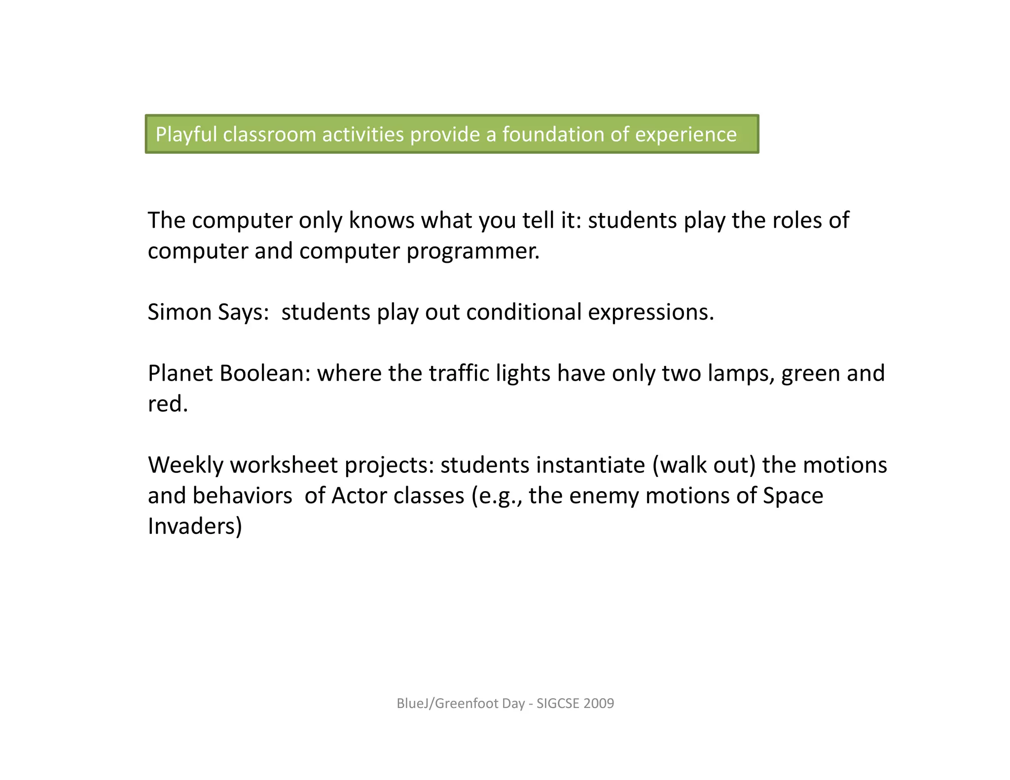 SIGCSE Presentation on Greenfoot | PPT