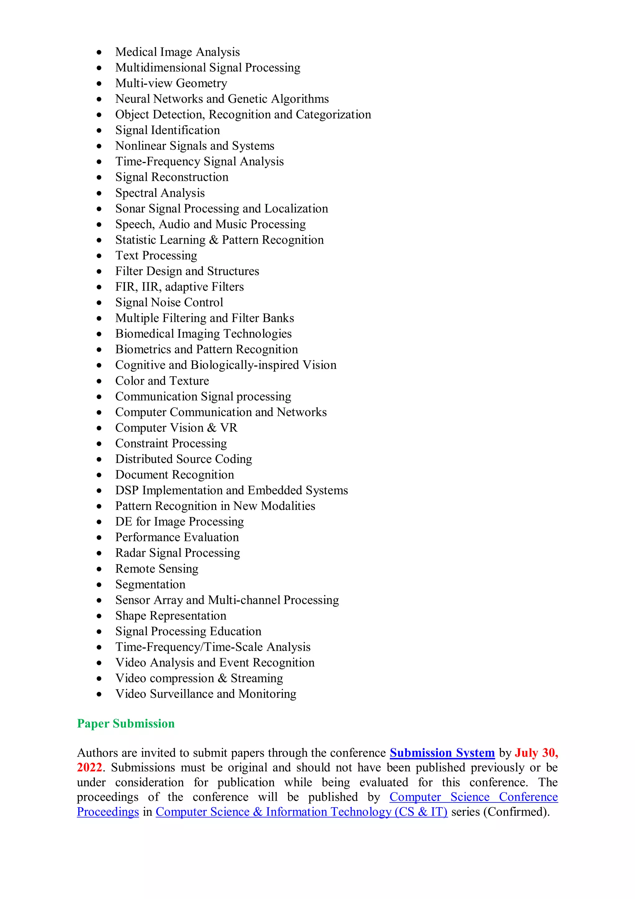 8th International Conference on Signal, Image Processing and Embedded Systems (SIGEM 2022) | PDF ...