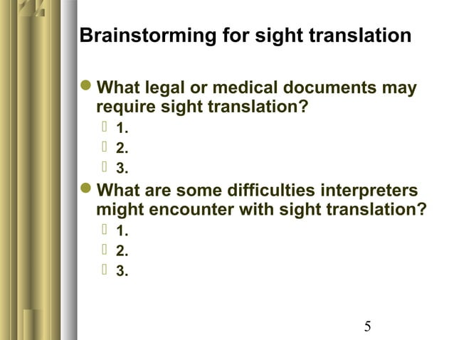 Sight interpreting - sight translation | PPT | Programming Languages ...