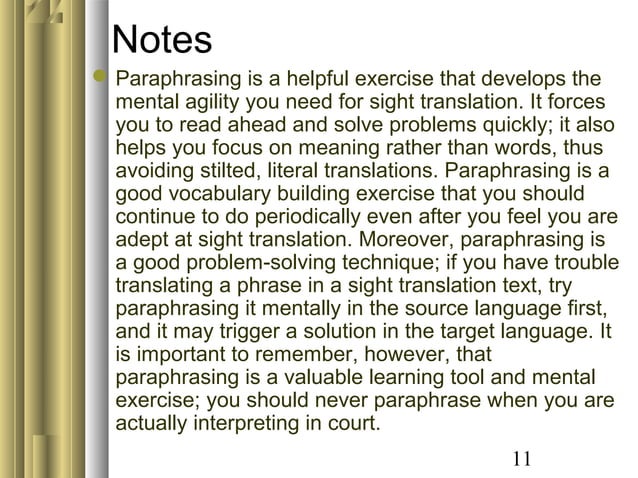 Sight interpreting - sight translation | PPT