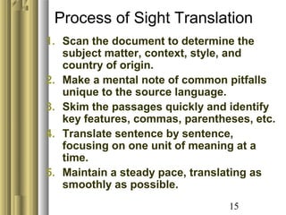 Sight interpreting - sight translation | PPT