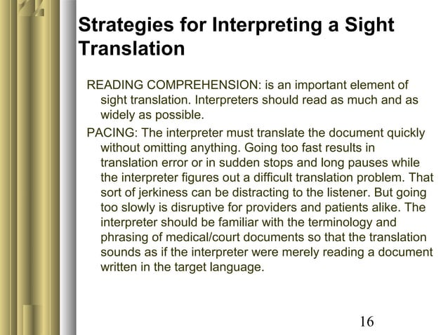 Sight interpreting - sight translation | PPT