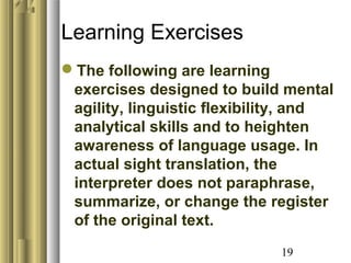 Sight interpreting - sight translation | PPT