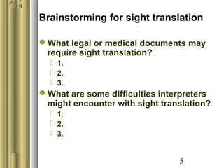 Sight interpreting - sight translation | PPT