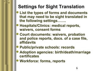Sight interpreting - sight translation