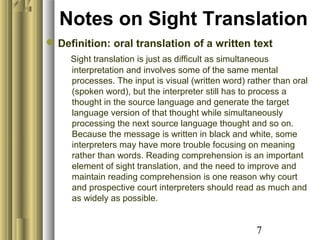 Sight interpreting - sight translation | PPT