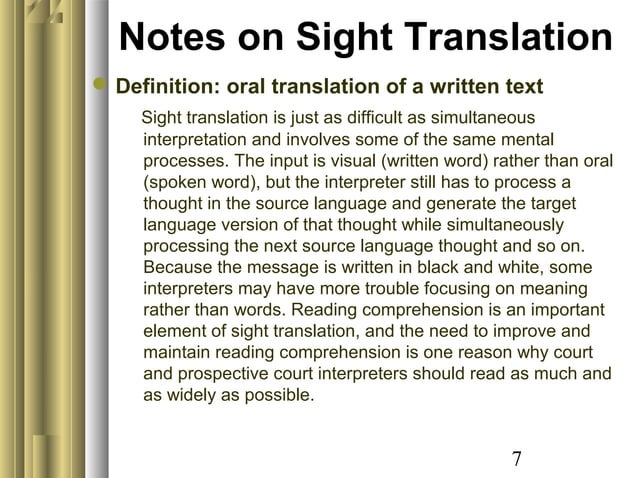 Sight interpreting - sight translation | PPT