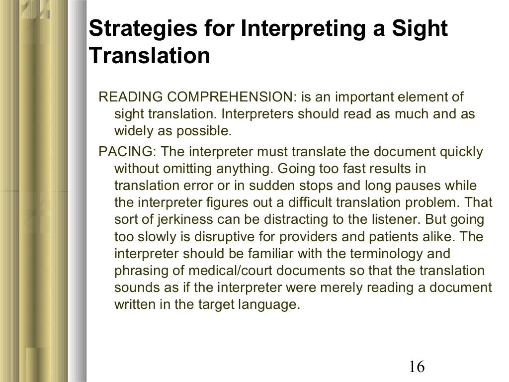 Sight interpreting - sight translation