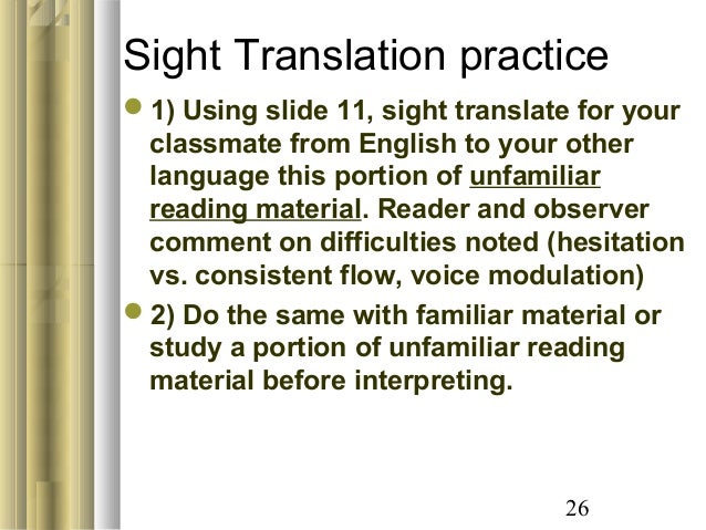 Sight interpreting - sight translation