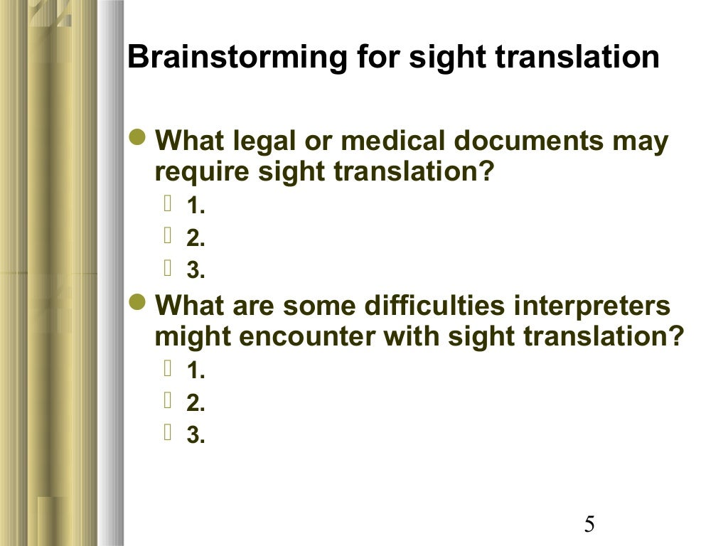 Sight interpreting - sight translation