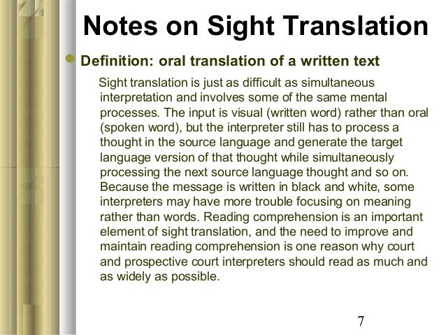 Sight interpreting - sight translation