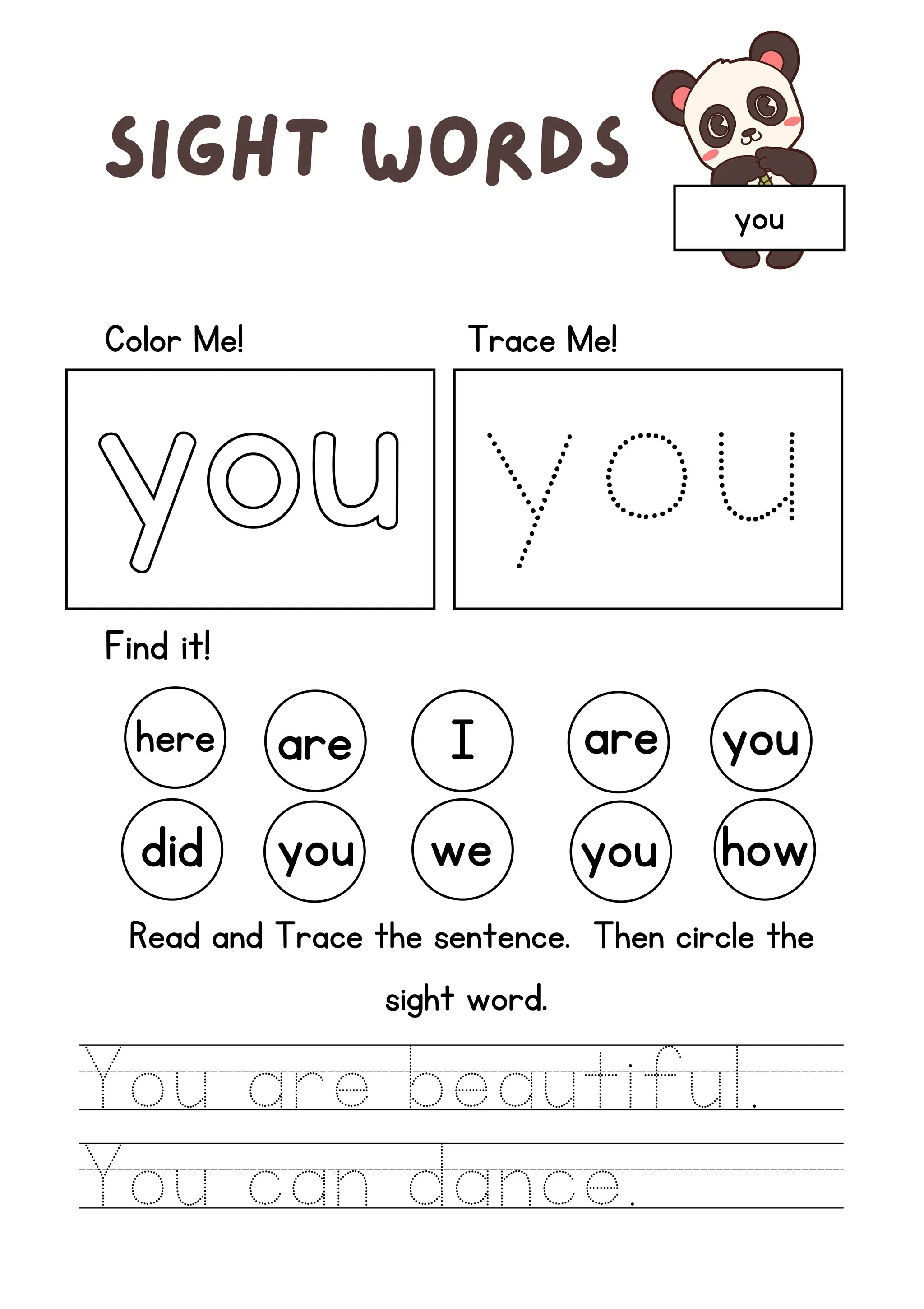 SIGHT WORDS for kindergartner English subject | PDF