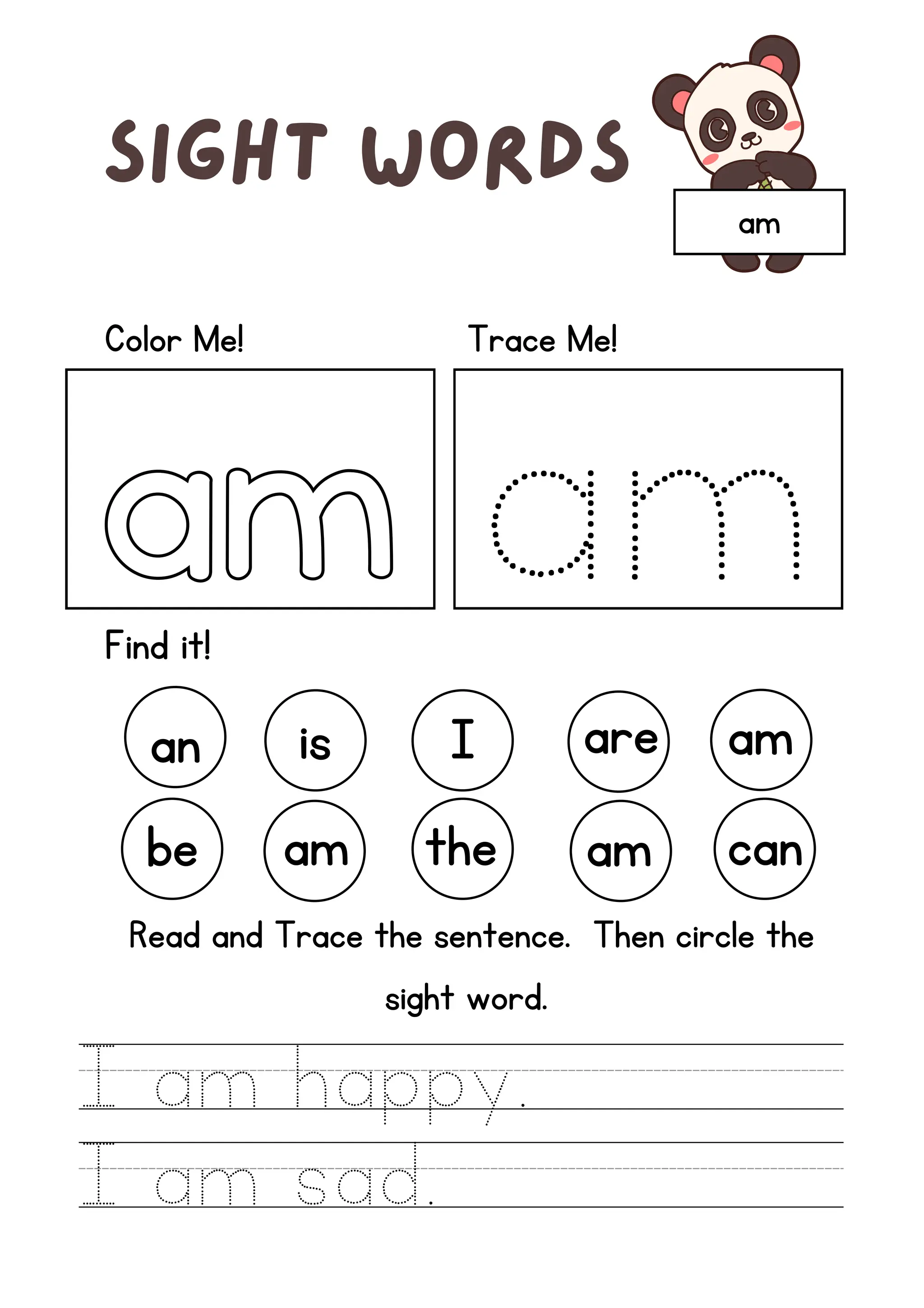 SIGHT WORDS for kindergartner English subject | PDF