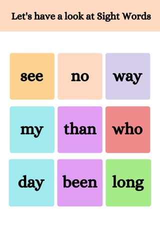 SIGHT WORDS for kindergartner English subject | PDF