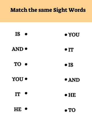 SIGHT WORDS for kindergartner English subject | PDF