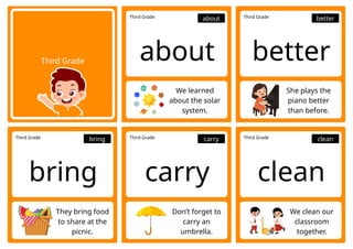 Third Grade Sight Words Learning Presentation with Examples | PPTX