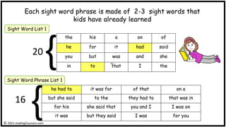 Building Reading Fluency - Sight Words and Phrases | PDF