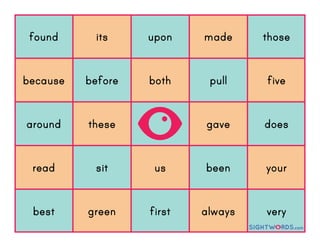 English sight words bingo 2nd grade dolch | PDF