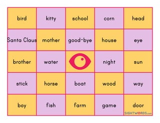 sight_words_bingo_dolch_nouns.for games in reading class | PDF