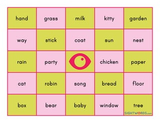sight_words_bingo_dolch_nouns.for games in reading class | PDF