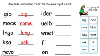 Parents Welcome to How to Teach Kids Sight Word Lists 4, 5 and 6 ...