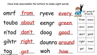 Parents Welcome to How to Teach Kids Sight Word Lists 4, 5 and 6 ...