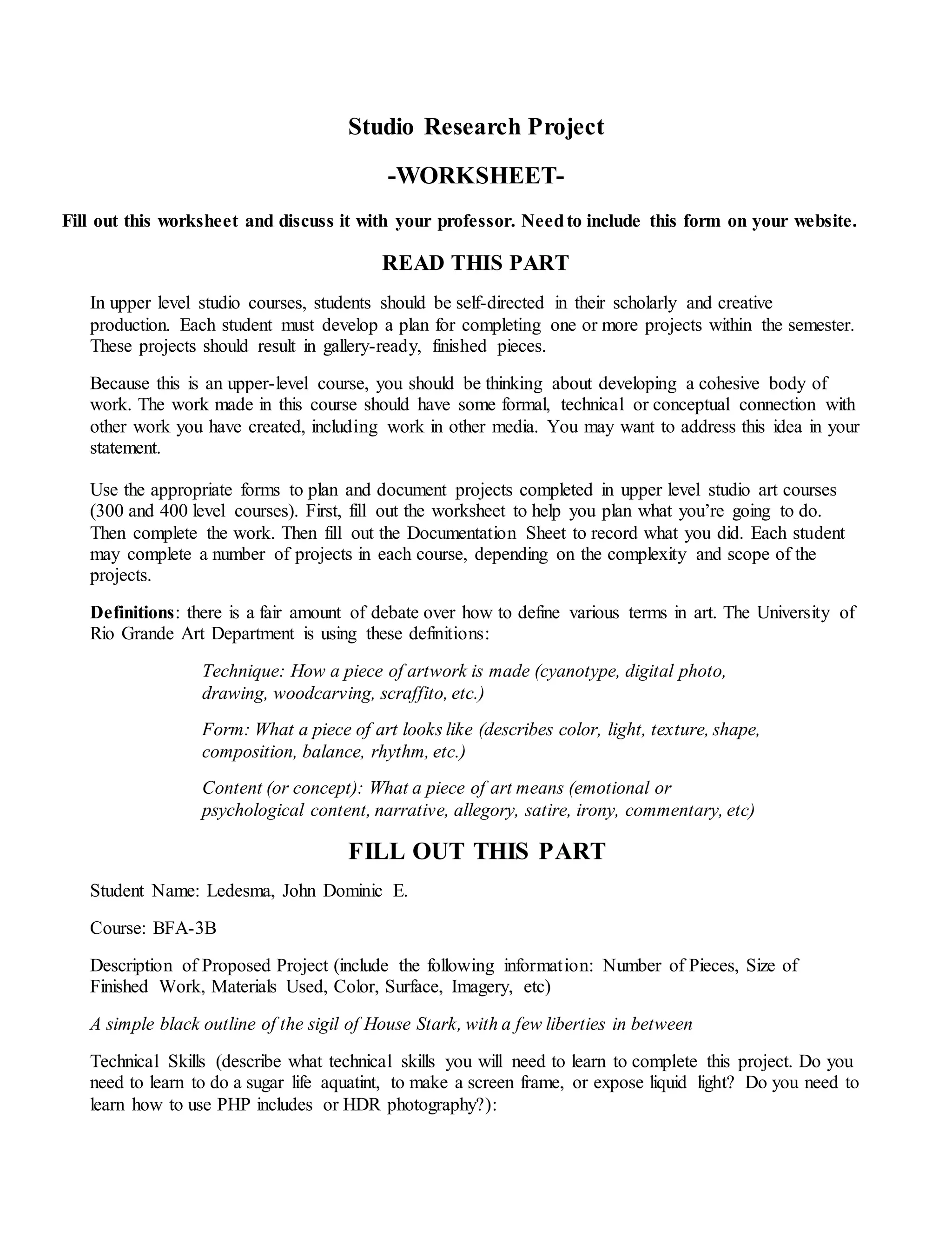 Sigil worksheet | DOC