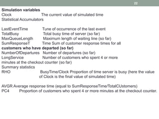Single server queue (Simulation Project) | PPTX | Programming Languages | Computing