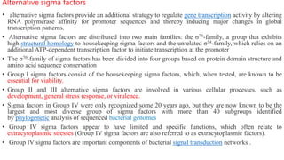control of gene expression by sigma factor and post transcriptional ...