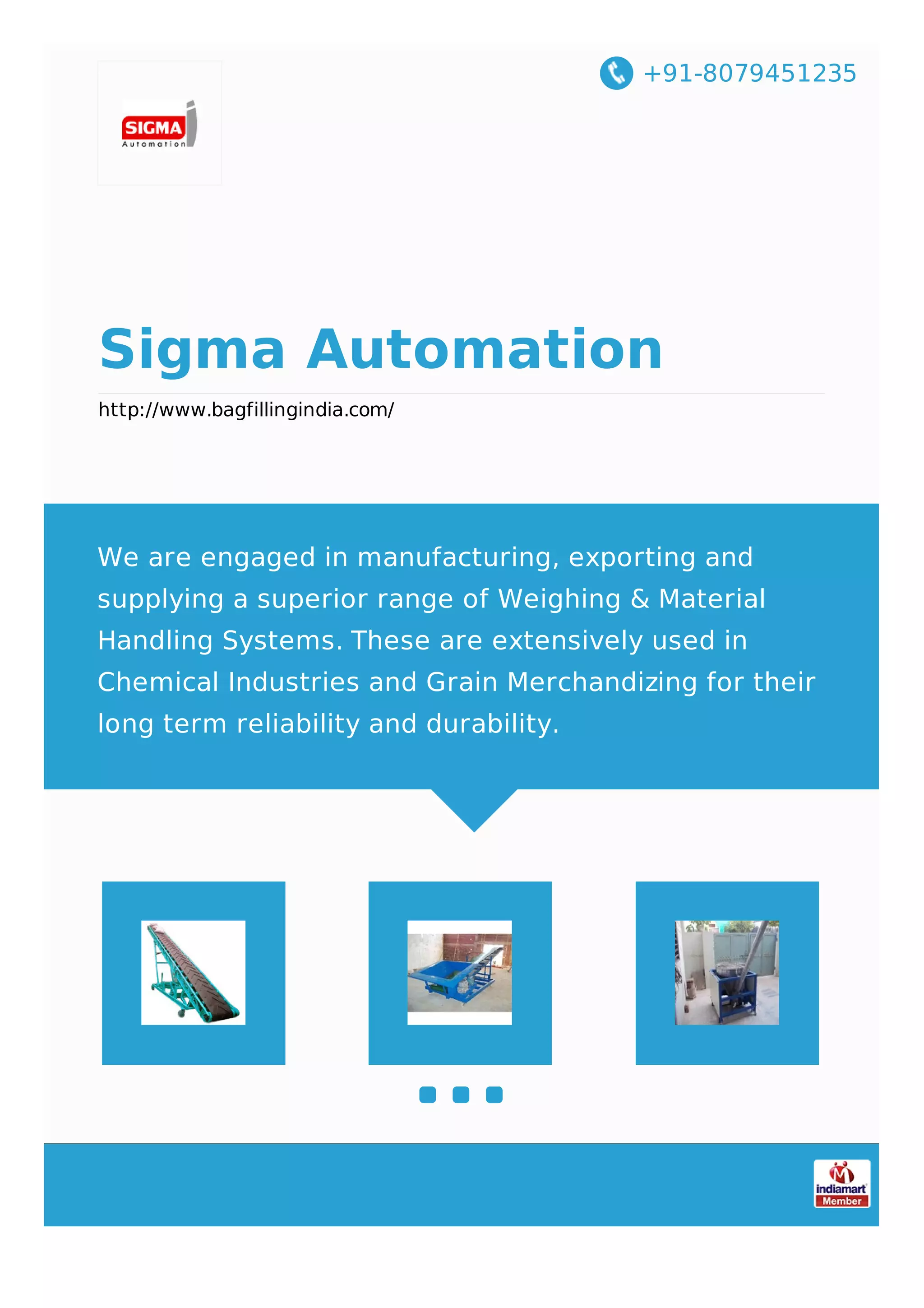 Sigma Automation, Ahmedabad, Weighing & Material Handling Systems | PDF