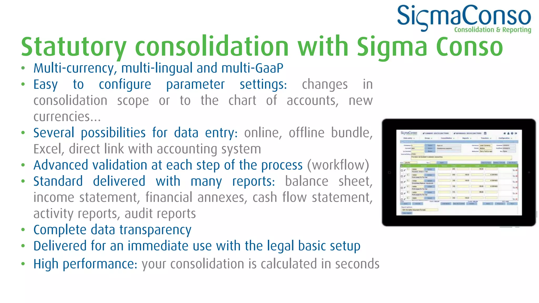 Sigma Conso Consolidation & Reporting | PDF