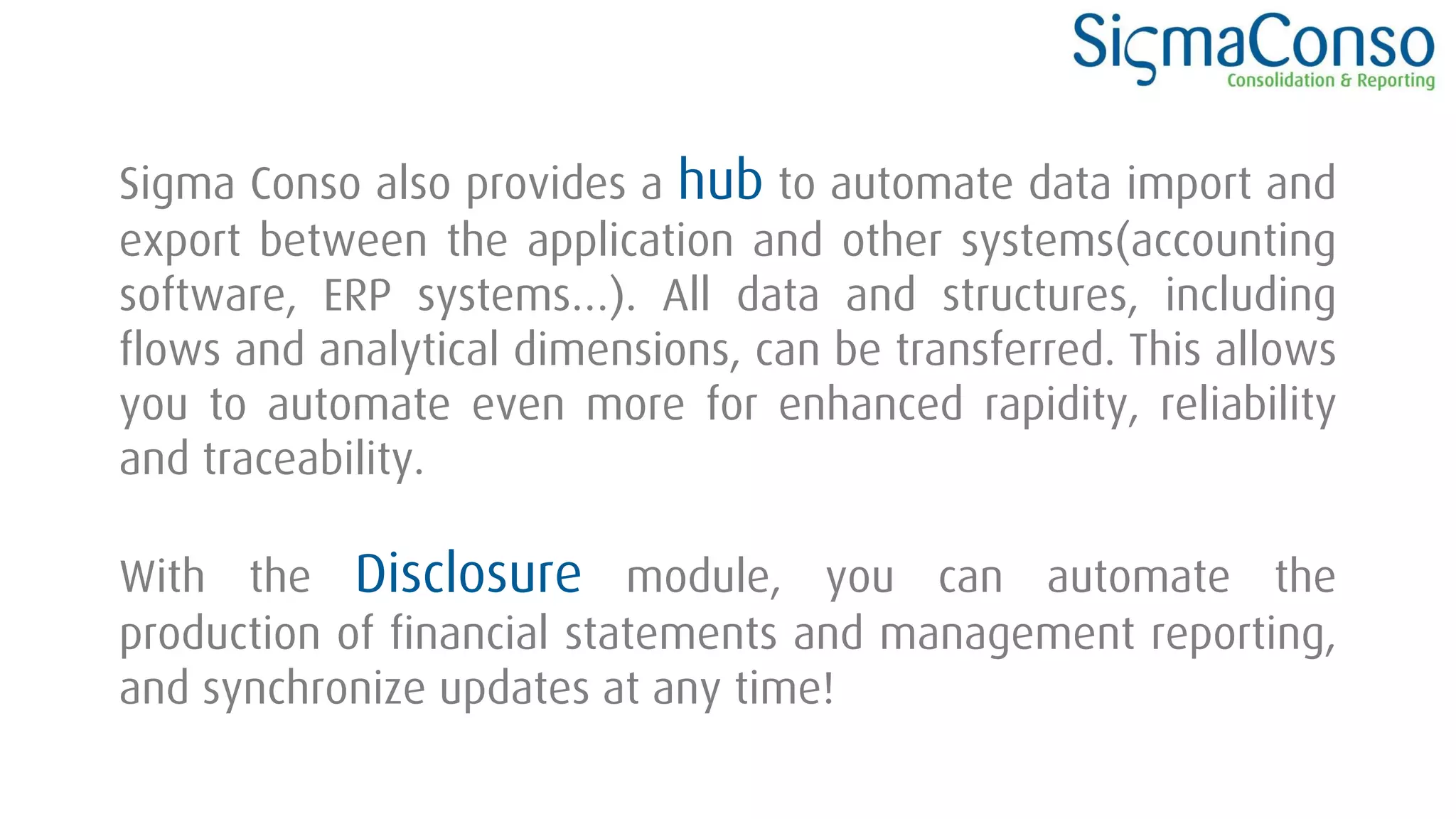 Sigma Conso Consolidation & Reporting | PDF