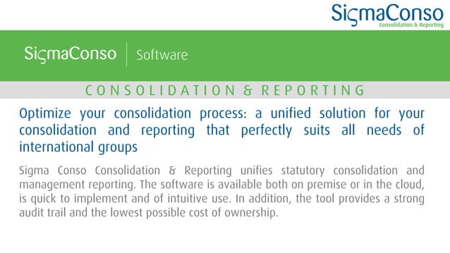 Sigma Conso Consolidation & Reporting | PDF
