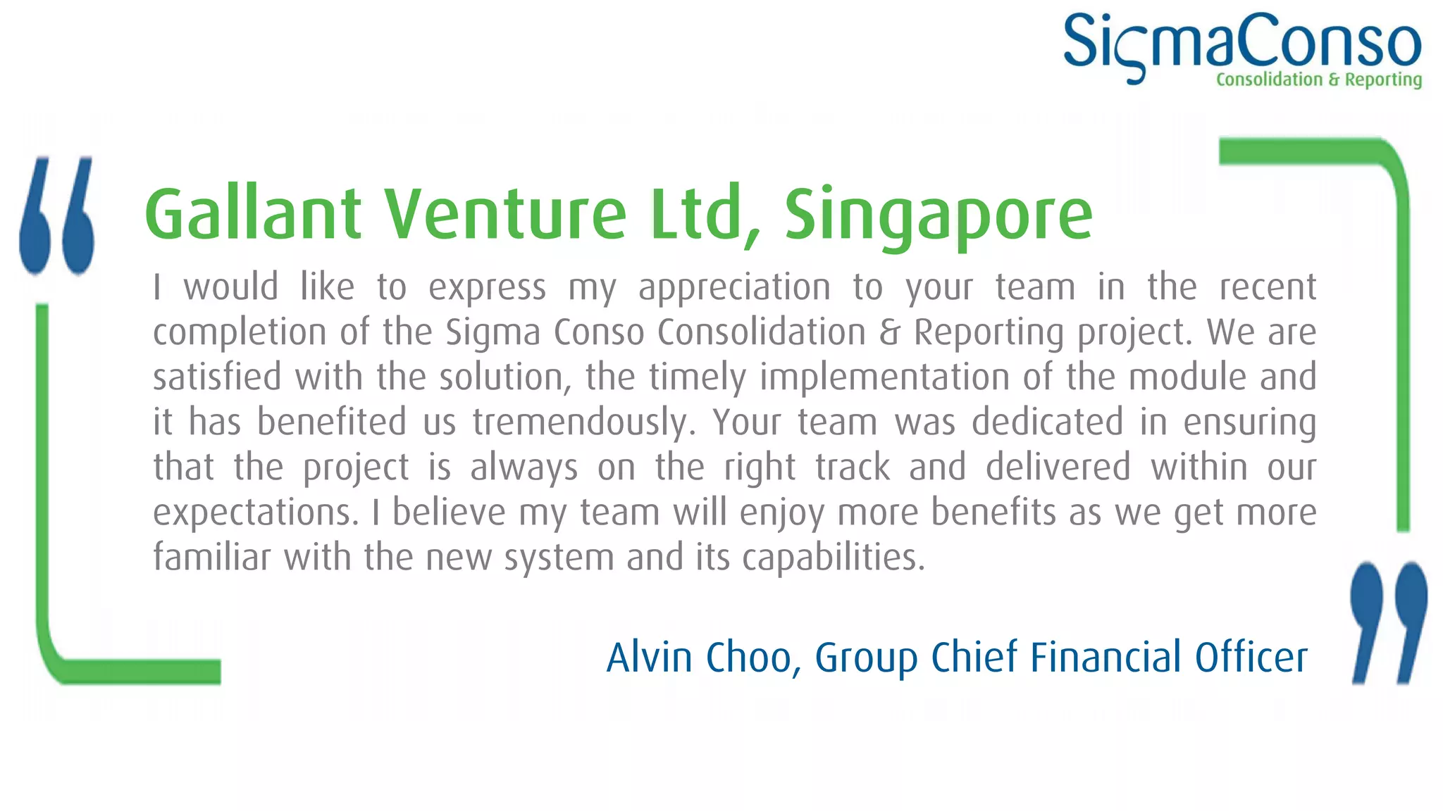 Sigma Conso Consolidation & Reporting | PPT