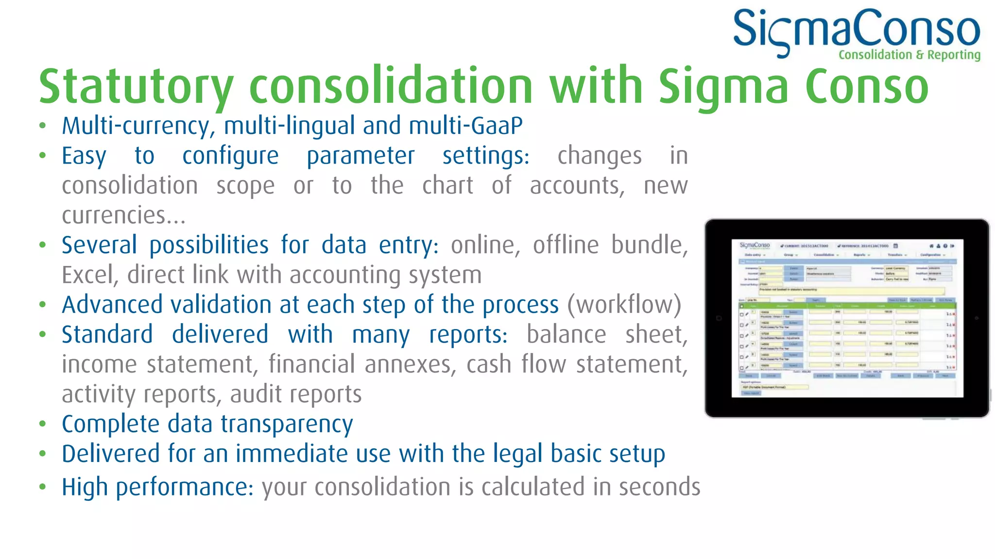 Sigma Conso Consolidation & Reporting | PPT