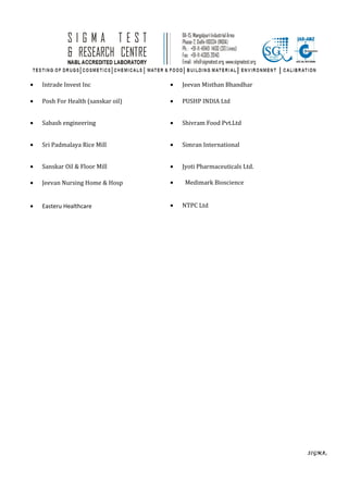 Sigma test research centre company profile | PDF