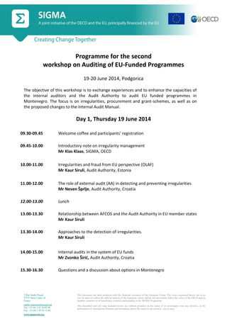 Sigma workshop2 ipa auditing agenda 19 20 june2014-eng | PDF