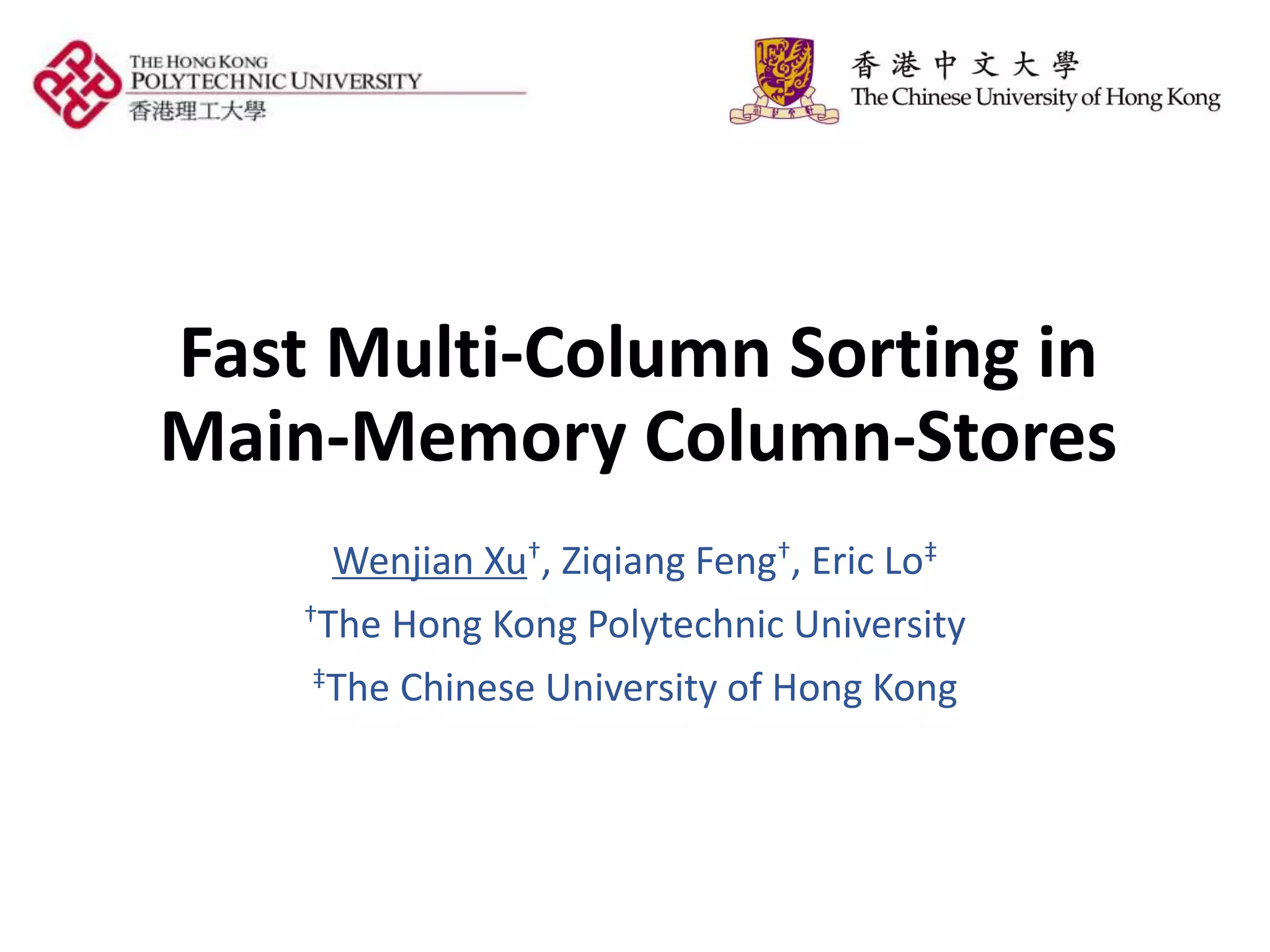 fast multi-column sorting in main-memory column-stores | PPT fast multi-column sorting in main-memory column-stores | PPT