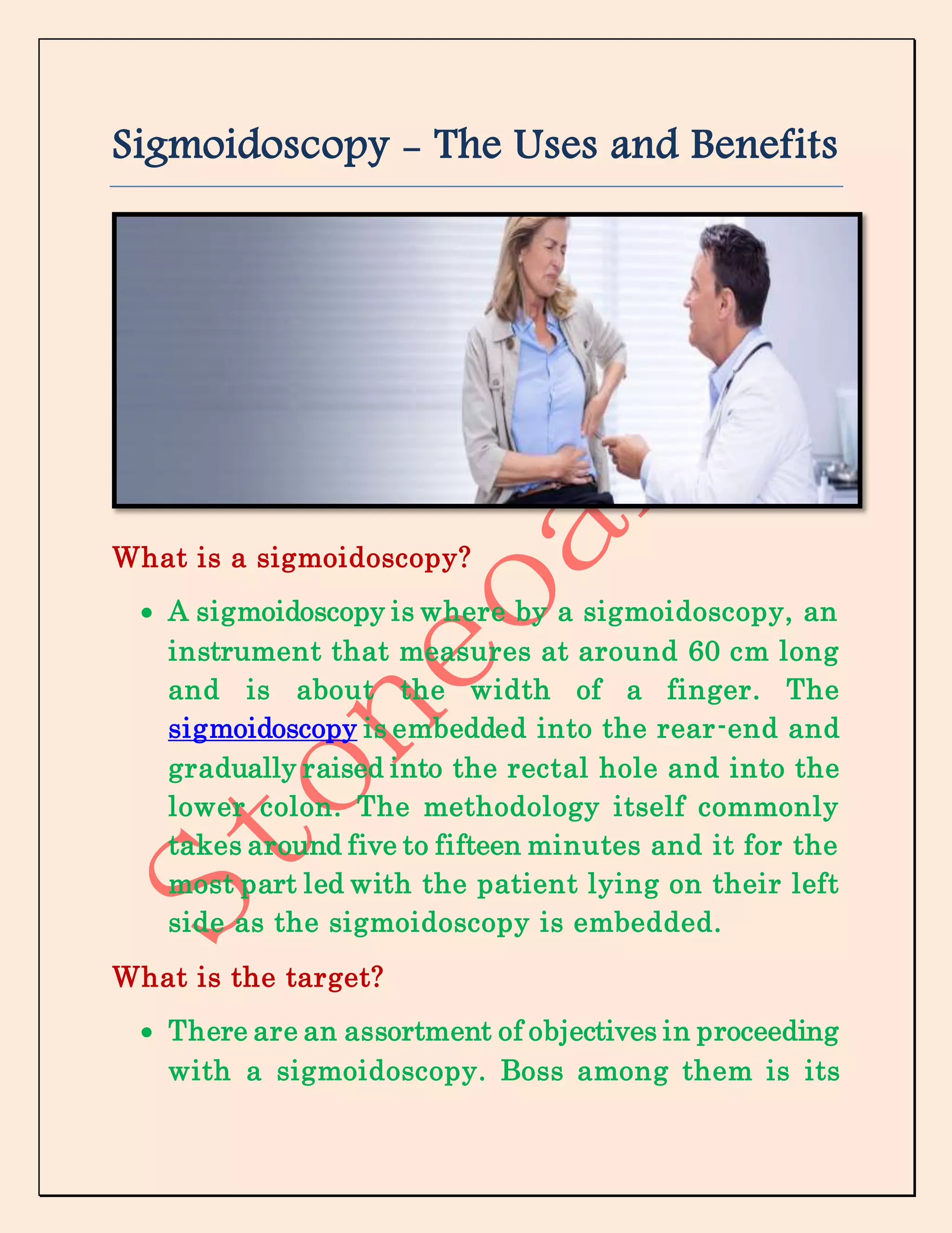 Sigmoidoscopy the uses and benefits | DOCX