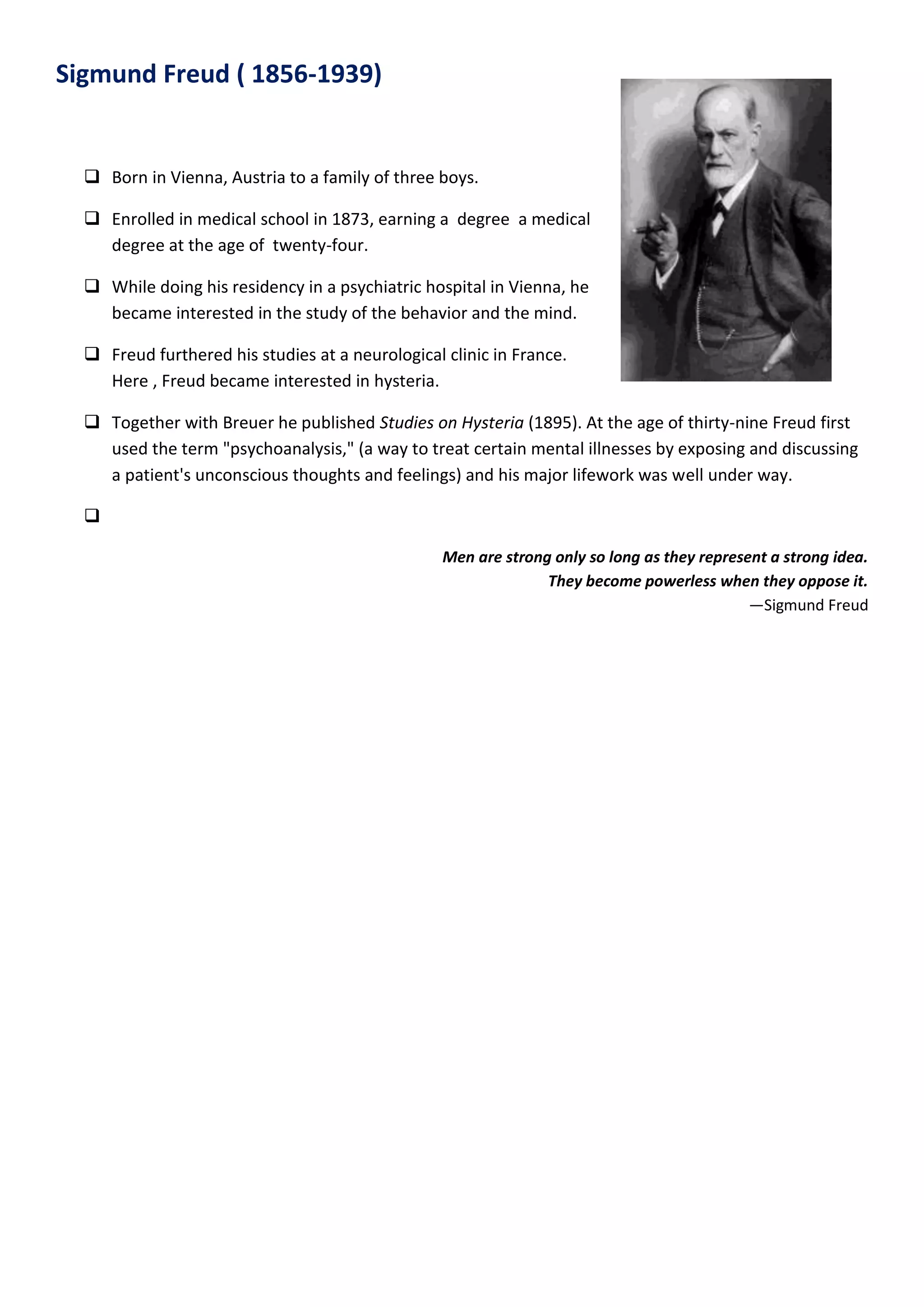Vert 3 - Sigmund freud handout | PDF