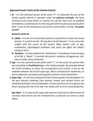 Personal Development - Sigmund Freud's Theory of Human Psyche | PDF