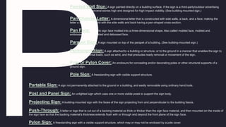 Signage glossary | PPTX | Business and Finance