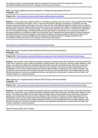 Signal Processing IEEE 2015 Projects | PDF